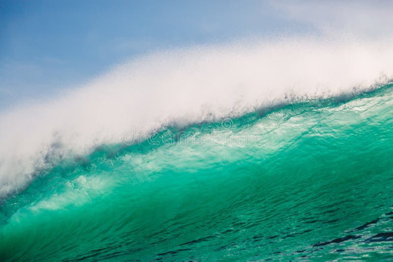Crashing Big Green Wave. Breaking Barrel Wave with Sun Light Stock ...