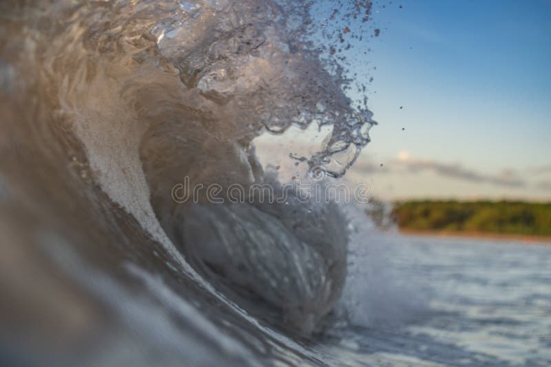 Crashing Ocean Wave with View Inside the Wave Stock Photo - Image of ...