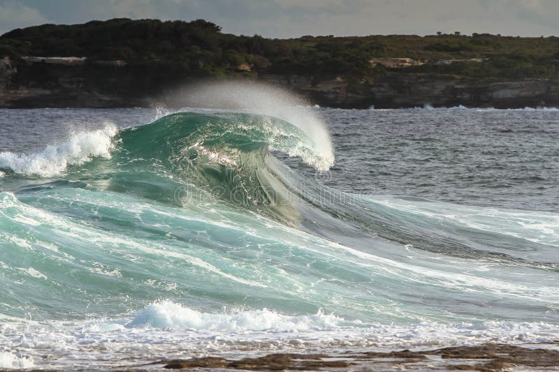 Large Surf Wave with Barrel and Wind. Stock Photo - Image of wind ...