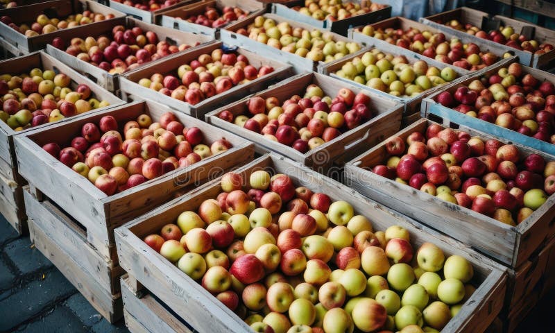 A Crate Filled with Many Apples Stock Photo - Image of market, storage ...