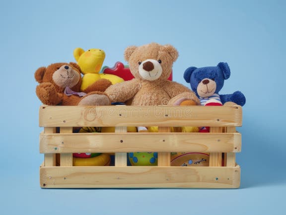 A Crate Filled with Plush Toys Stock Image - Image of design, babys ...