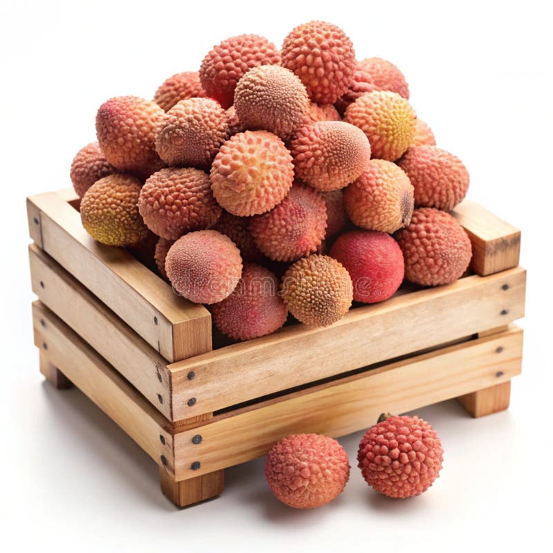 A Crate of Lychees Isolated Stock Illustration - Illustration of tree ...