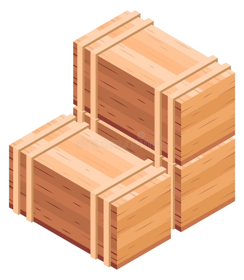 Crate Stack. Wooden Cargo Container Pile Stock Vector - Illustration of ...