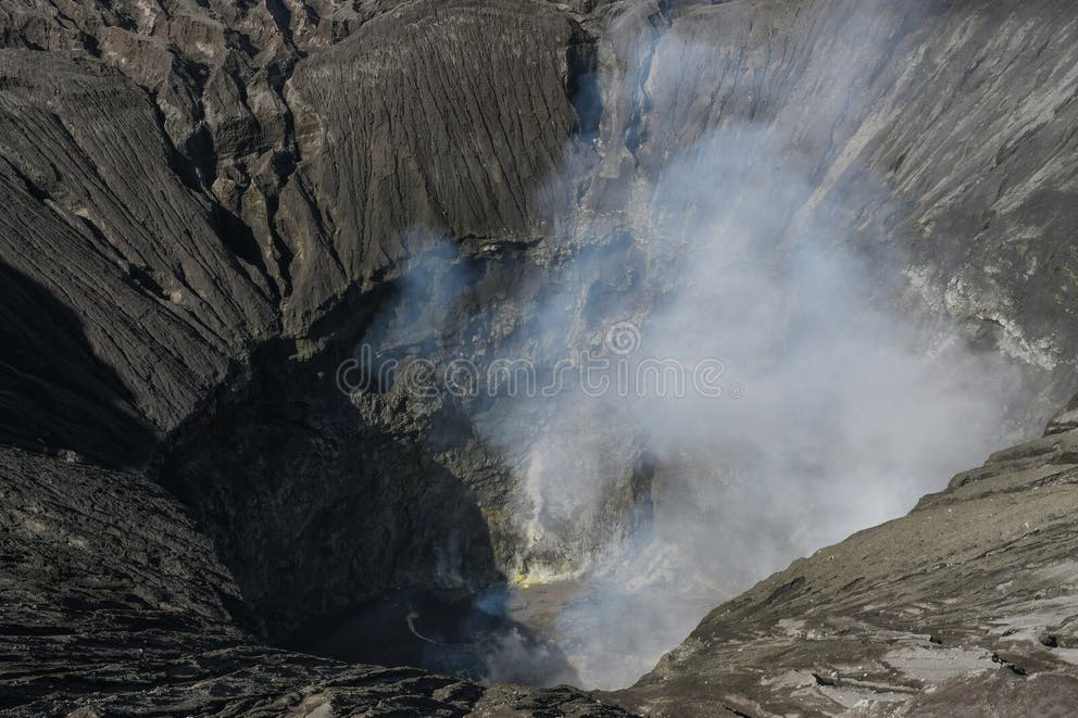 Crater in Bromo Vulcano, Java, Indonesia Stock Photo - Image of drone ...