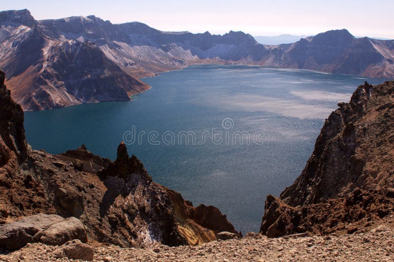 Quilotoa Lake in Volcano Crater, Ecuador Stock Image - Image of ...