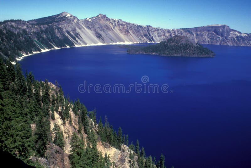 Crater Lake Blue Water Overlook Stock Image - Image of size, endangered ...