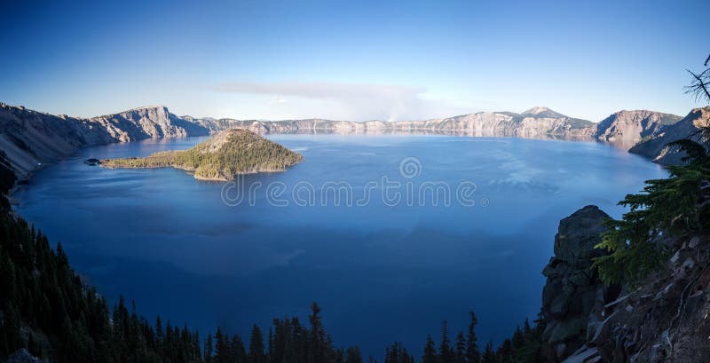Crater Lake Panorama View at Fall Stock Photo - Image of cloud, natural ...