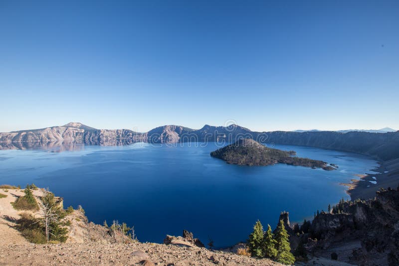 Crater Lake Panorama View at Fall Stock Image - Image of national ...