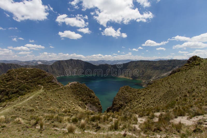 Crater Lake Quilotoa Volcano Stock Image - Image of geology, cloud ...