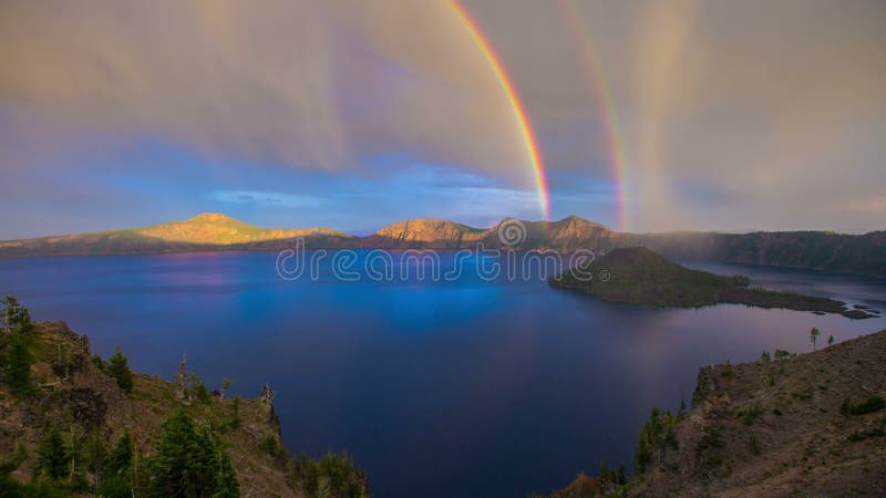 Crater Lake Rainbow Oregon 692 Stock Video - Video of nature, crater ...
