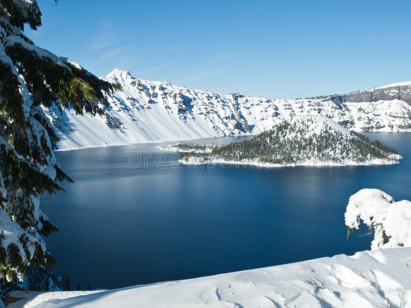 Crater Lake in winter stock photo. Image of nature, beautiful - 28503768