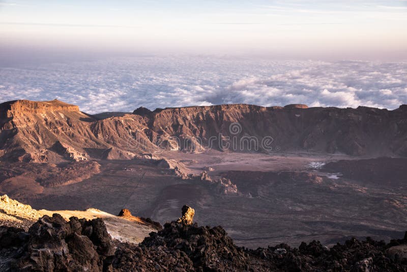 Crater of Mount Teide with Dramatic Clouds Stock Image - Image of ...