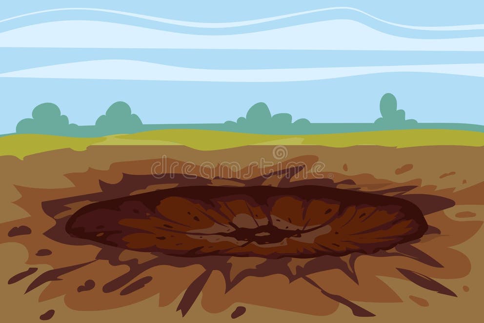 Crater is a Trace from the Explosion on the Ground of a Shell, Mine ...