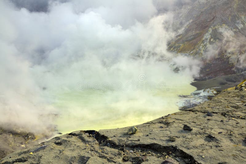 Crater of the Volcano with Acid Inside Stock Photo - Image of volcanic ...