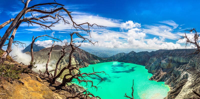 Crater volcano Ijen, Java stock image. Image of poison - 245647215