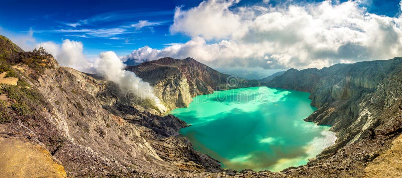 Crater volcano Ijen, Java stock image. Image of nature - 245647455