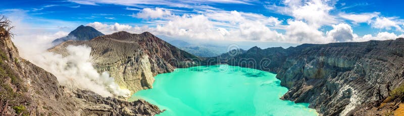 Crater volcano Ijen, Java stock image. Image of water - 282268925
