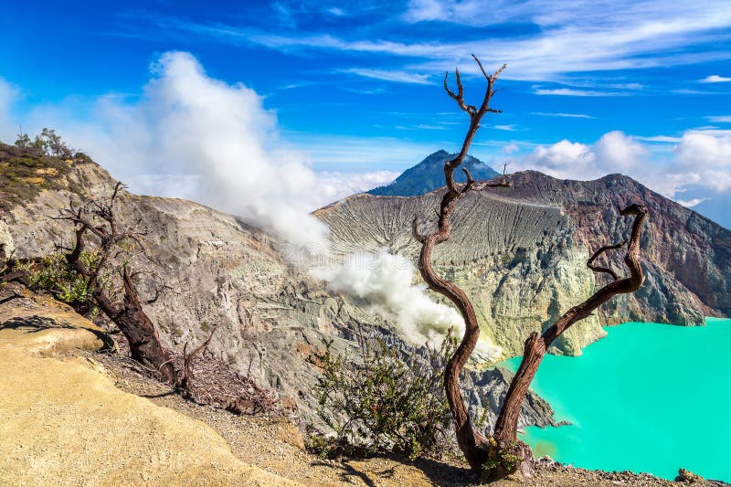 Crater volcano Ijen, Java stock image. Image of mountain - 229520579