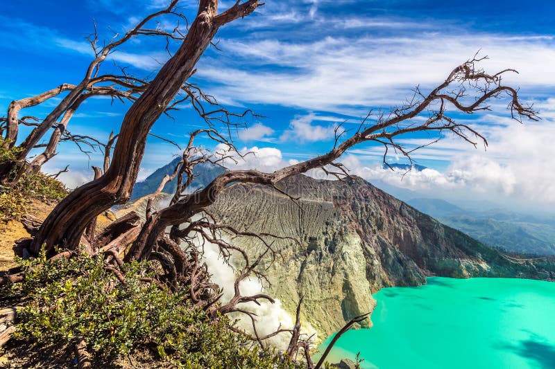 Crater volcano Ijen, Java stock photo. Image of eruption - 258727192