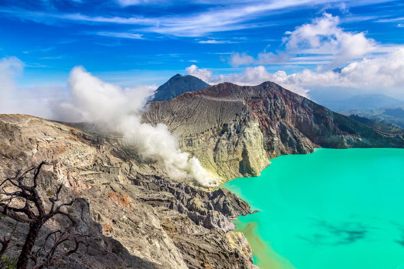 Crater volcano Ijen, Java stock photo. Image of blue - 357012172