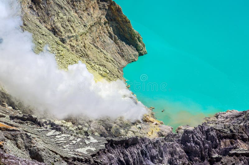 Crater volcano Ijen, Java stock image. Image of natural - 245813561