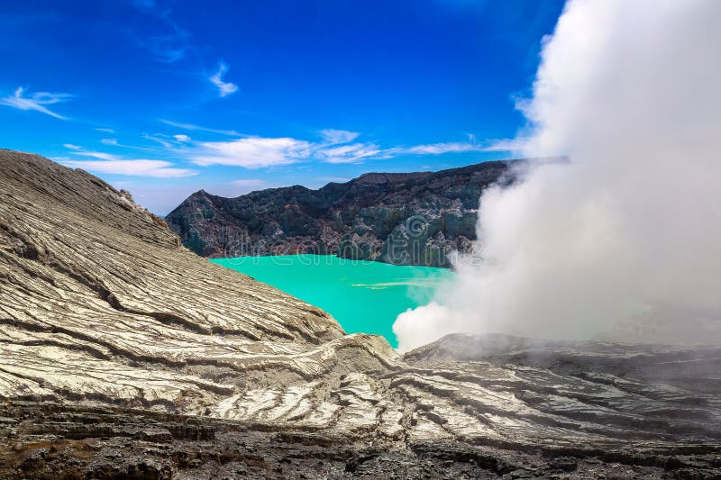 Crater volcano Ijen, Java stock photo. Image of panoramic - 268578866