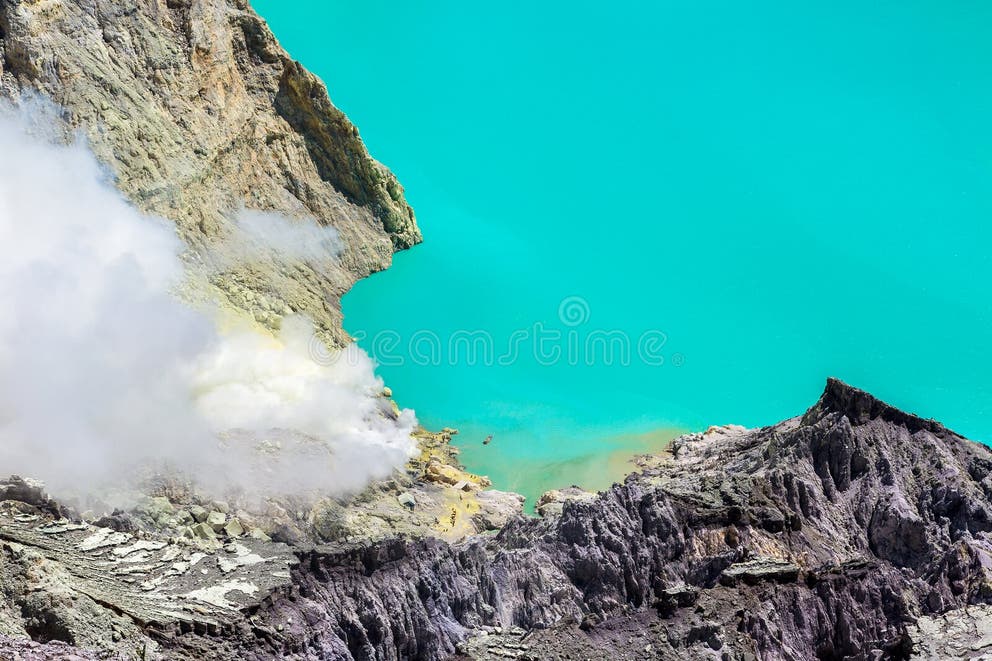 Crater volcano Ijen, Java stock image. Image of hiking - 268578889