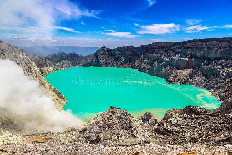 Crater volcano Ijen, Java stock image. Image of ijen - 292813509