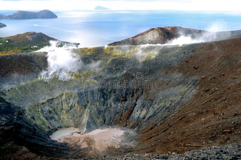 Vulcano Crater and Aeolian Islands Near Sicily Stock Photo - Image of ...