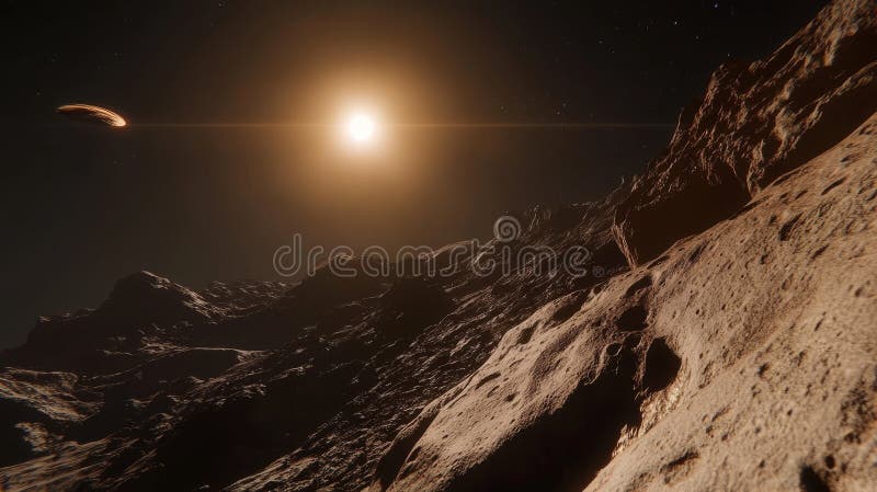 The Cratered Surface of the Moon is Illuminated by a Rising Sun in the ...