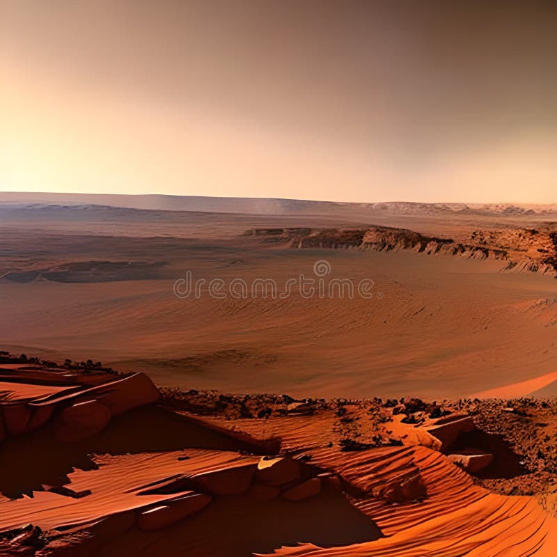 Lifeless desert on mars stock illustration. Illustration of gloom ...