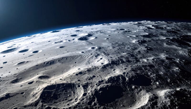 Craters and Terrain of the Moon Captured in Dramatic Light Representing ...
