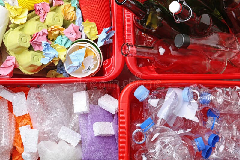 Crates with Assorted Garbage, Top View Stock Image - Image of garbage ...