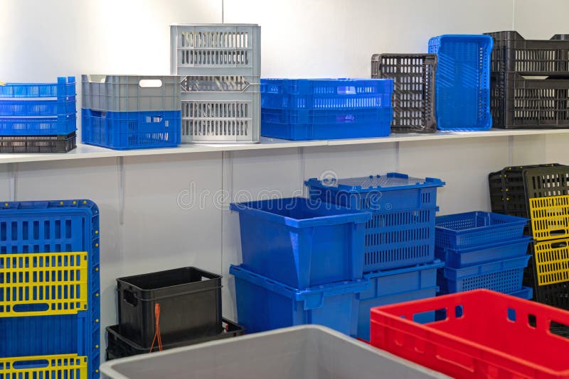 Plastic shipping crates stock photo. Image of cargo, crate - 38342446