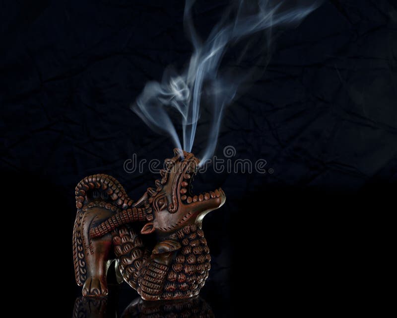 Craved Dragon Incense Burner Burning with Smoke Ri Stock Photo - Image ...