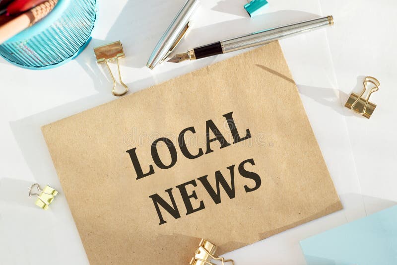 Cravt Envelope with LOCAL NEWS Note on the Office Desk, Concept Stock ...