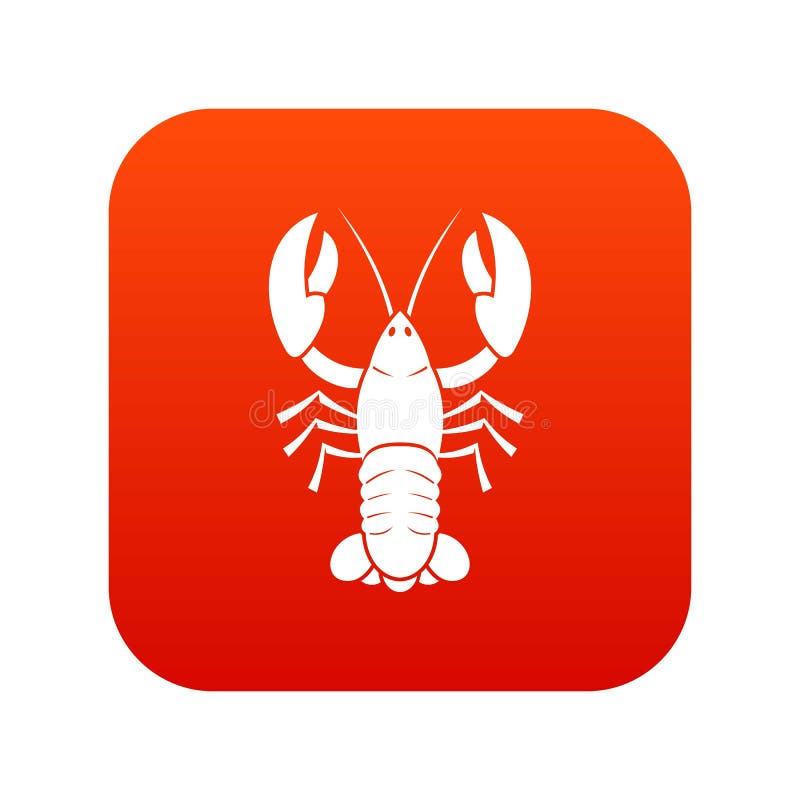 Crawfish icon digital red stock vector. Illustration of ocean - 109341035
