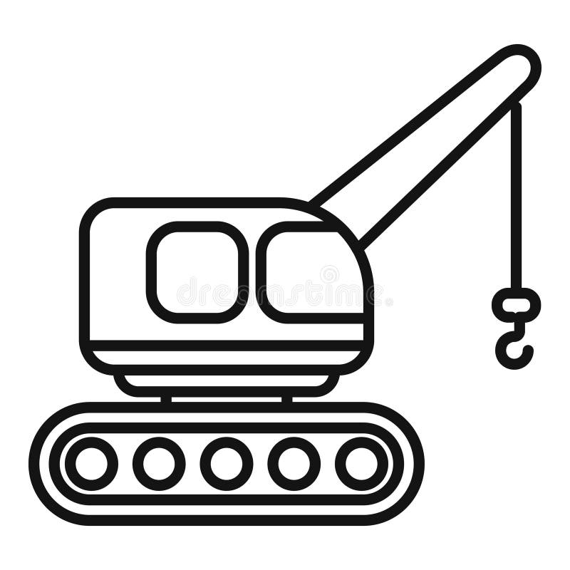 Crawler Crane Lifting Hook Construction Vehicle Icon Stock Illustration ...