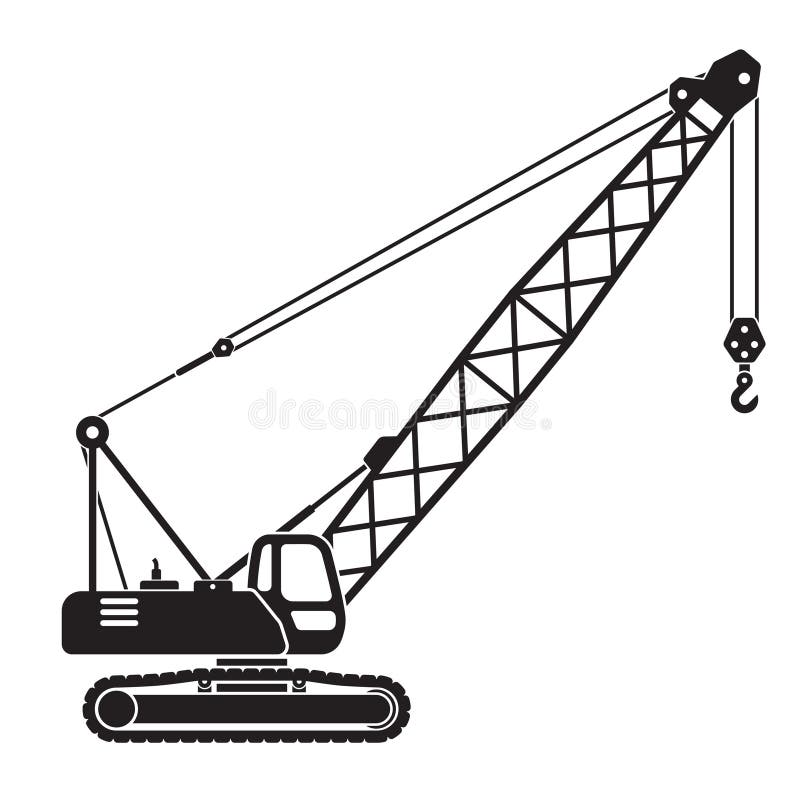 Crawler Crane Silhouette Side View Stock Vector - Illustration of ...