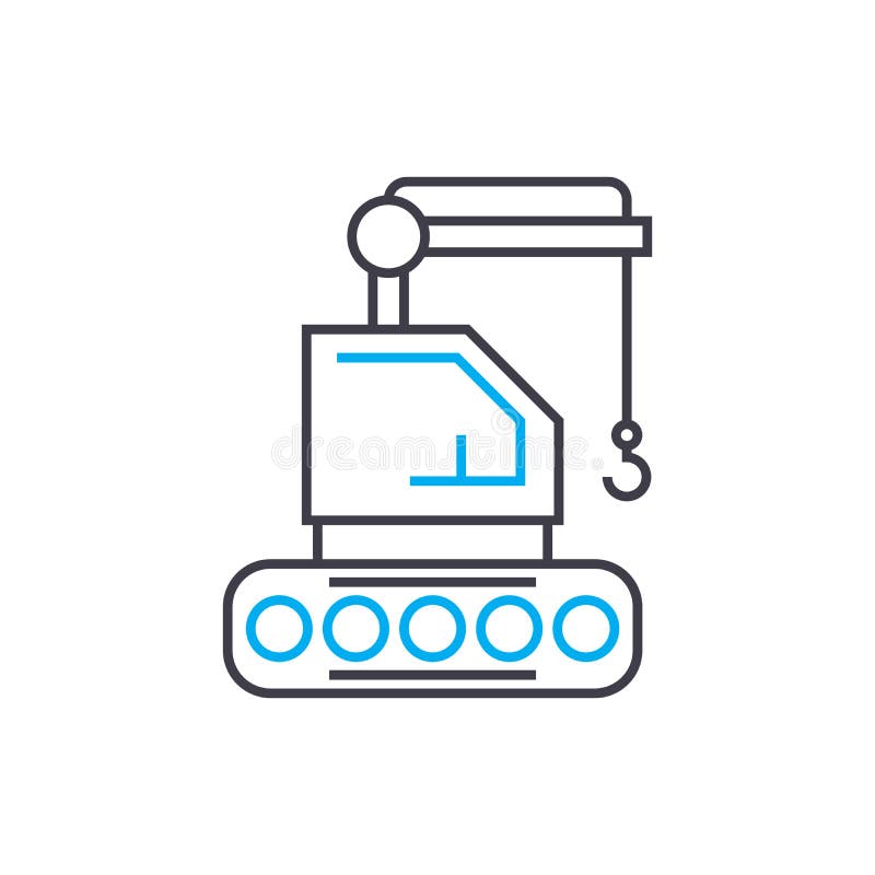 Crawler Crane Vector Thin Line Stroke Icon. Crawler Crane Outline ...