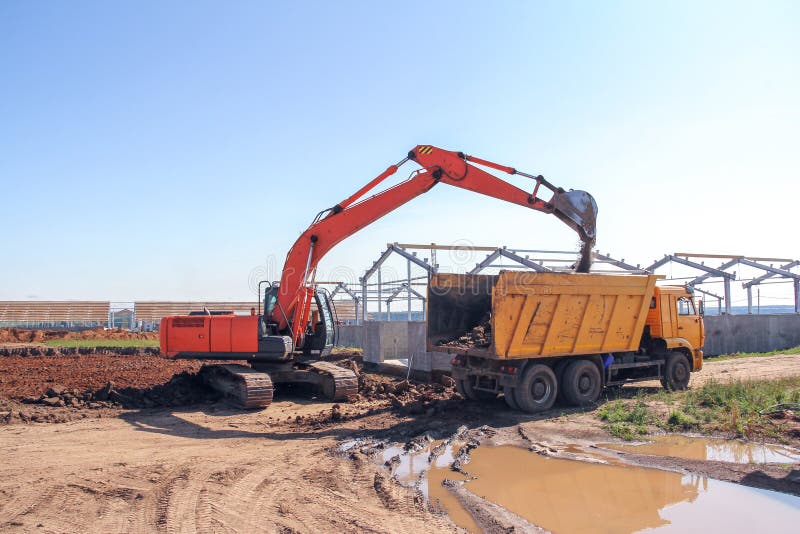 Crawler Excavator at a Construction Site. Special Machinery for ...