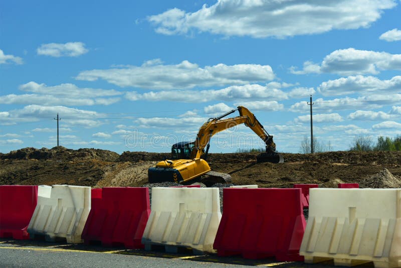 Crawler Excavator Digging Ground during Road Construction Stock Photo ...