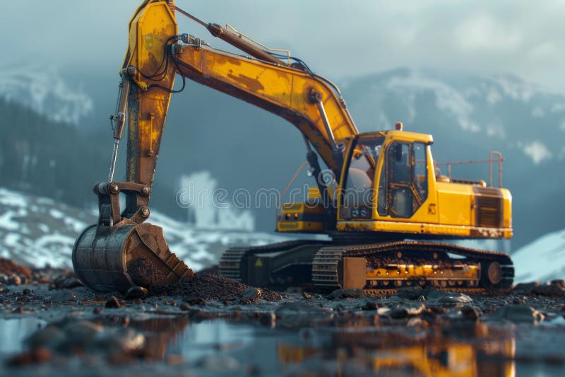 Crawler Excavator is Digging with Lift Up in the Construction Site ...