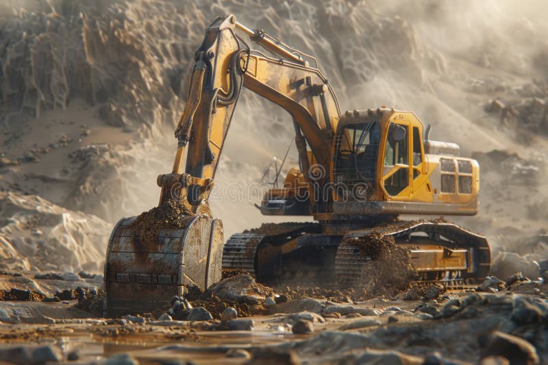 Crawler Excavator is Digging with Lift Up in the Construction Site ...