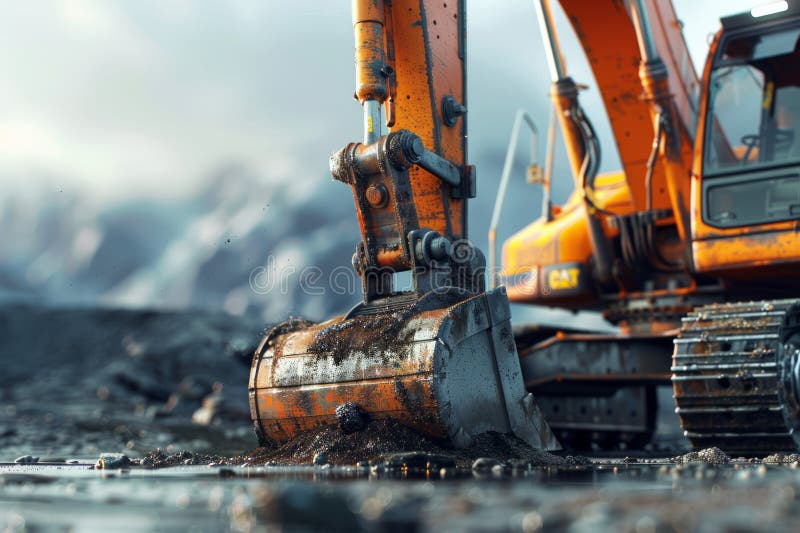 Crawler Excavator is Digging with Lift Up in the Construction Site ...