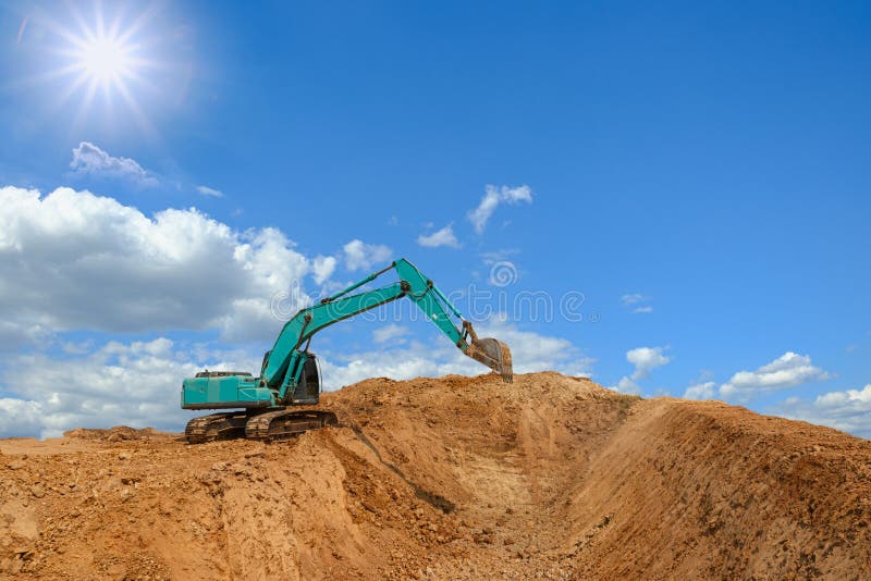 Excavator is Digging in the Construction Site Pipeline Work. Stock ...