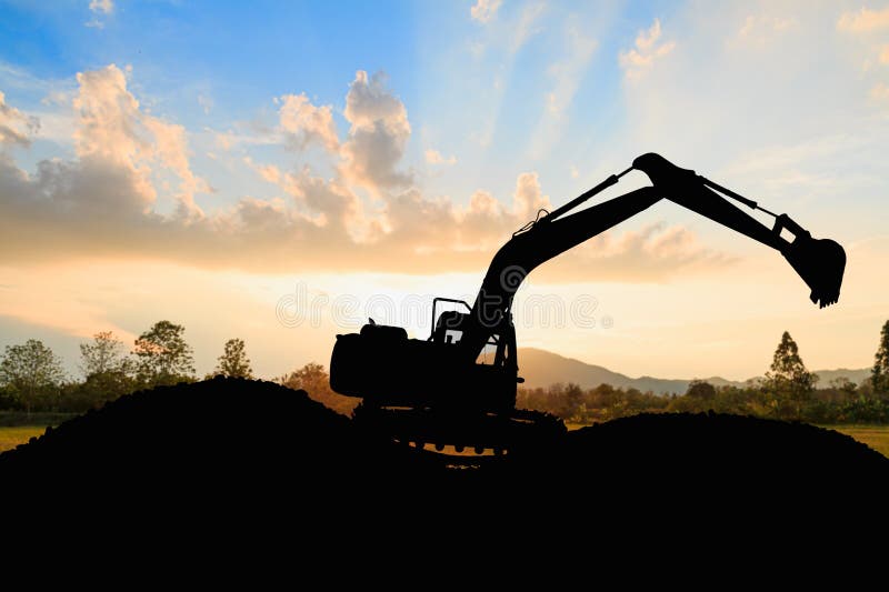 Excavator is Digging in the Construction Site. Stock Image - Image of ...