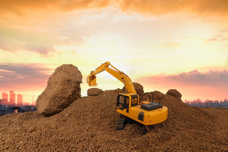 Crawler Excavator is Digging Soil in the Construction Site Stock Image ...