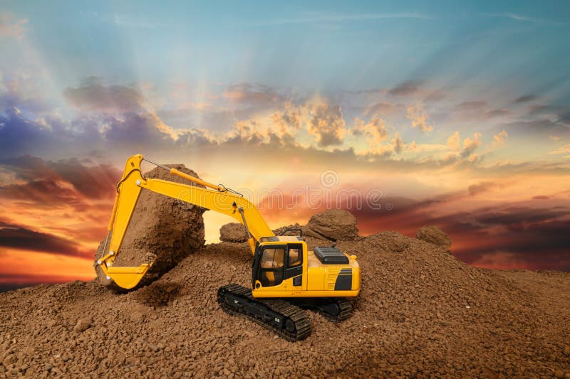 Crawler Excavator Digging the Soil,in the Construction Site Stock Photo ...