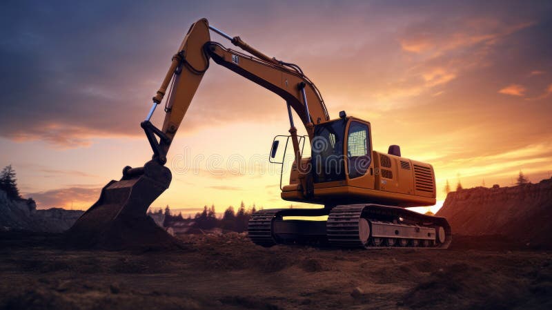 Excavator for Earthwork Operations Blueprint Stock Vector ...